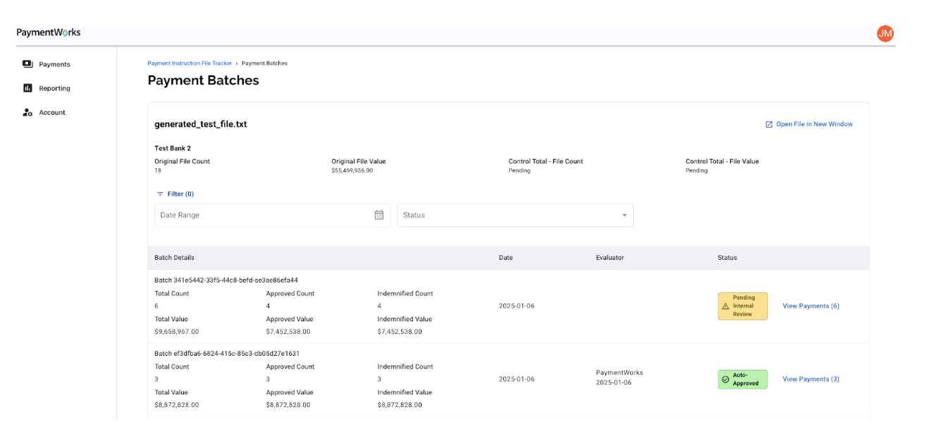 Payment Instruction File Tracker
