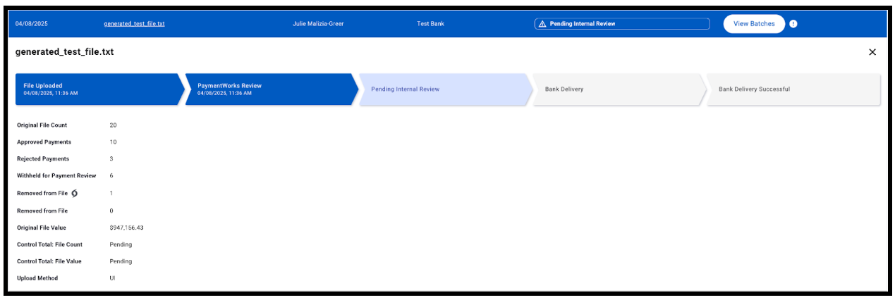 Payment Instruction File Tracker