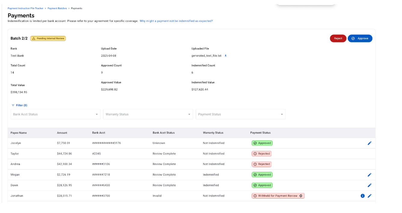 Payment Instruction File Tracker