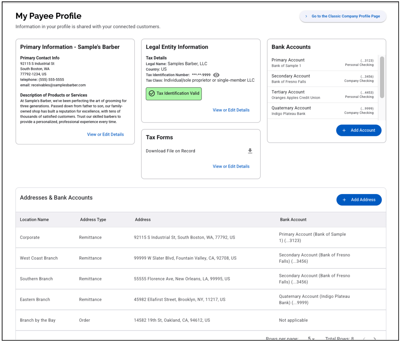 Updating Payee Profile Information