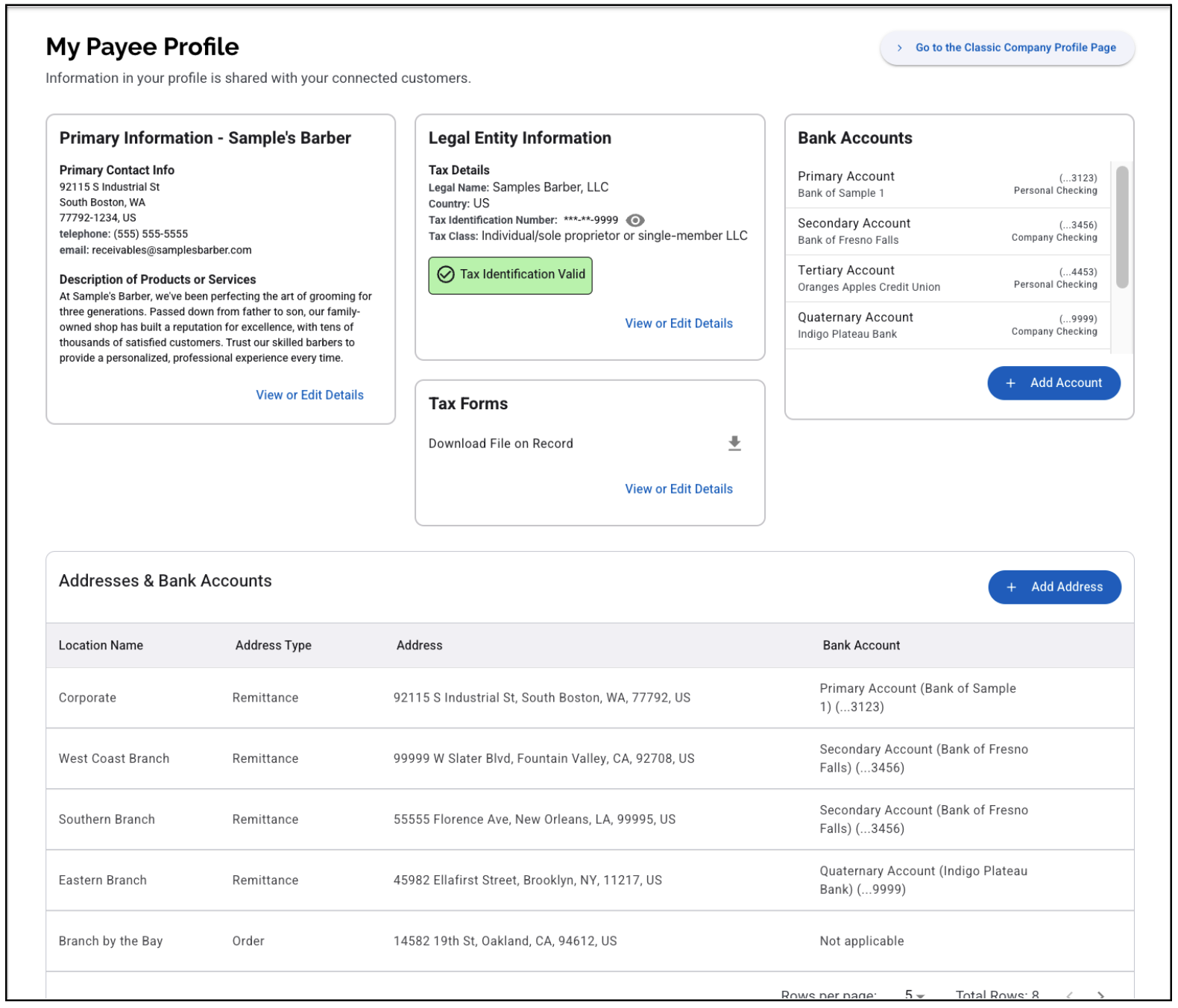 Updating Payee Profile Information