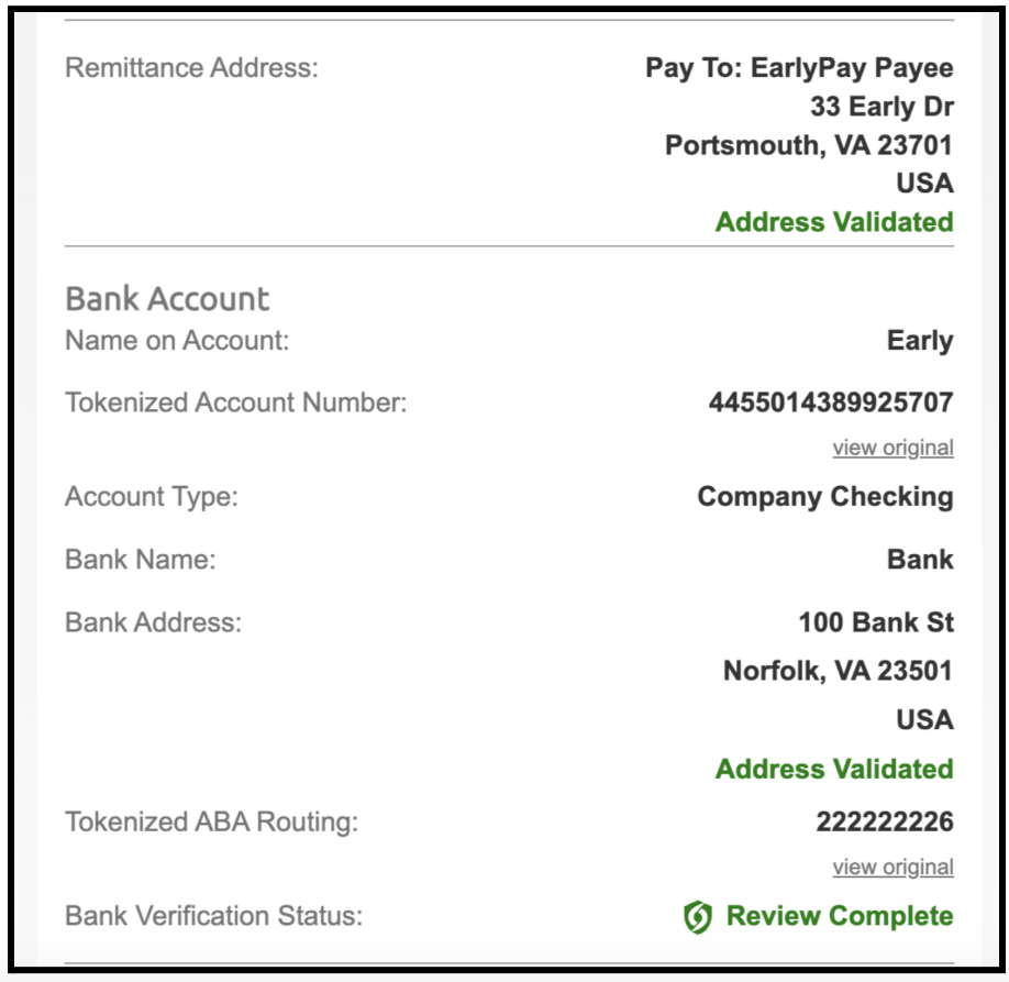Bank Verification Status for Customers on Payments