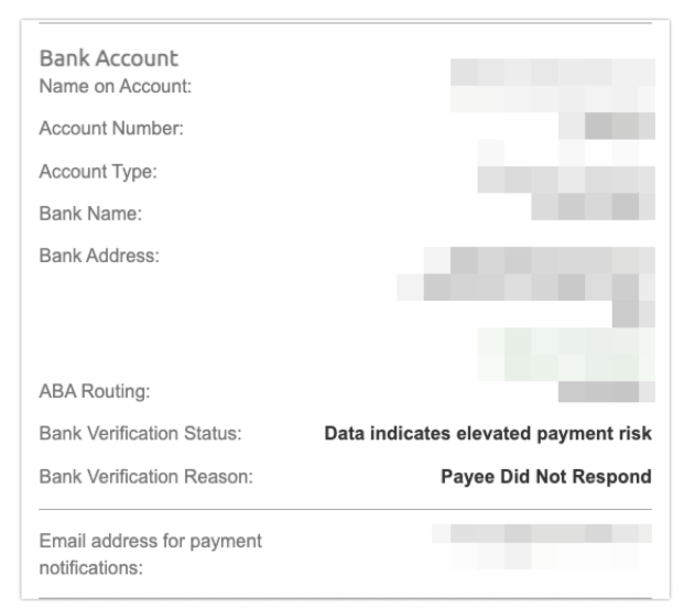 Bank Verification Status for Customers on Payments